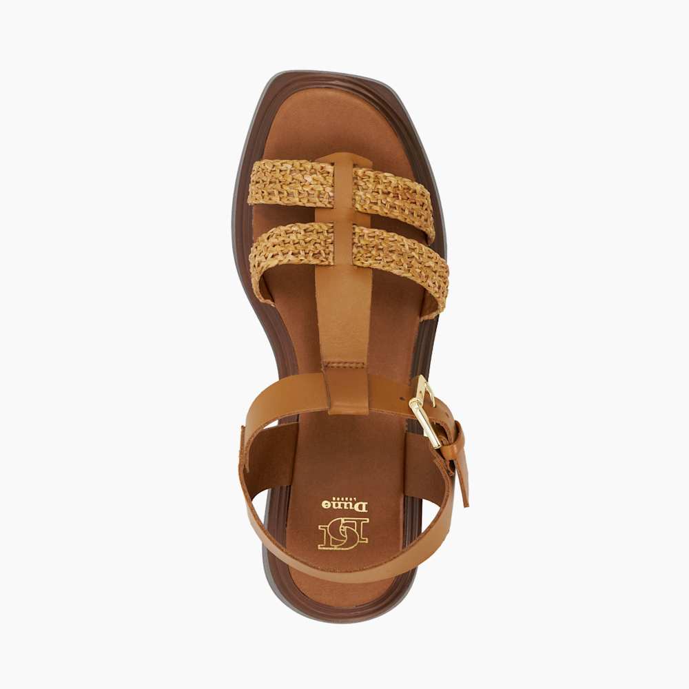 Lyons Tan, Woven Leather Wedge Sandals | Dune London