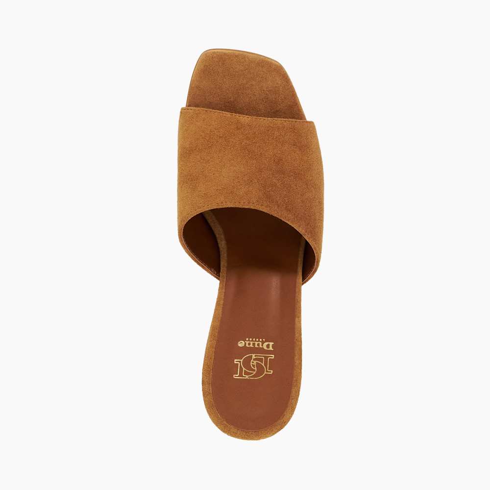 Jule Tan, Suede Open Toe Heel Mules | Dune London