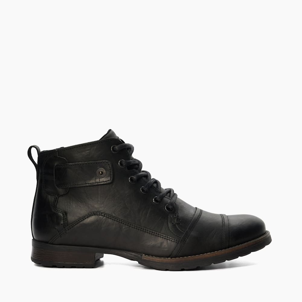 Simon Black Leather Seam Detail Boots Dune London