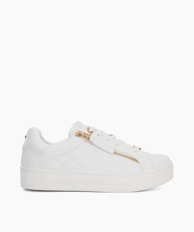 Eisel White, Quilted Flatform Lace Up Trainers | Dune London