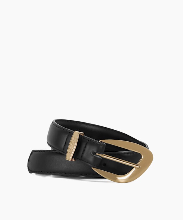 Norla Black Leather Gold Buckle Belt Dune London