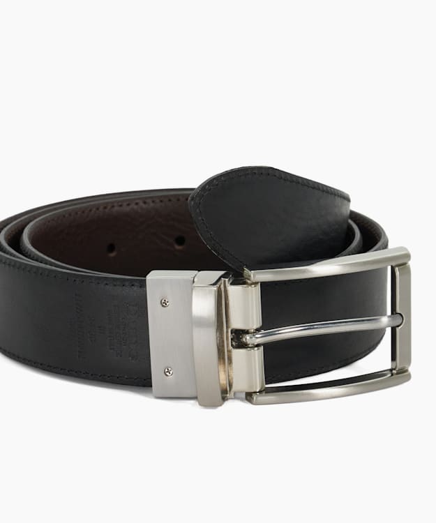 Olen Black, Premium Leather Reversible Belt | Dune London