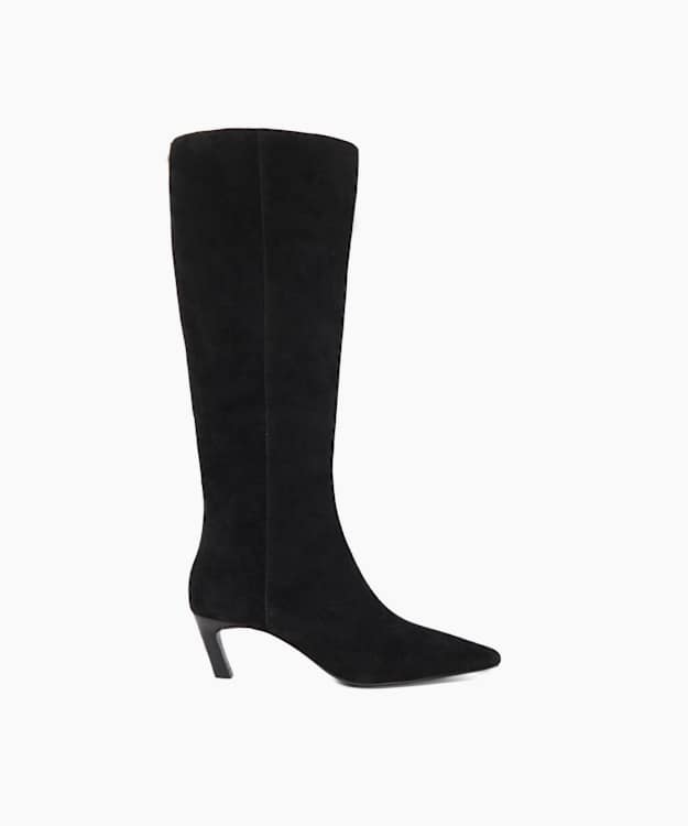 Siana Black, Suede Knee High Boots | Dune London